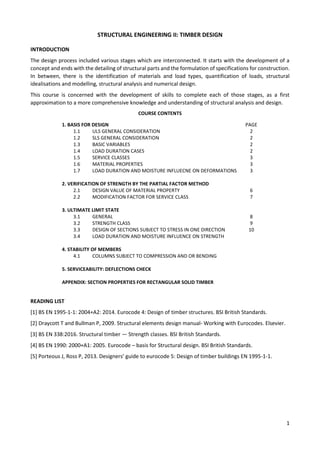 Structural Analysis & Design - Timber Design Notes | PDF