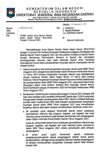 Tindak Lanjut Surat Edaran Percepatan Pelaksanaan APBD Tahun Anggaran 2021 | PDF