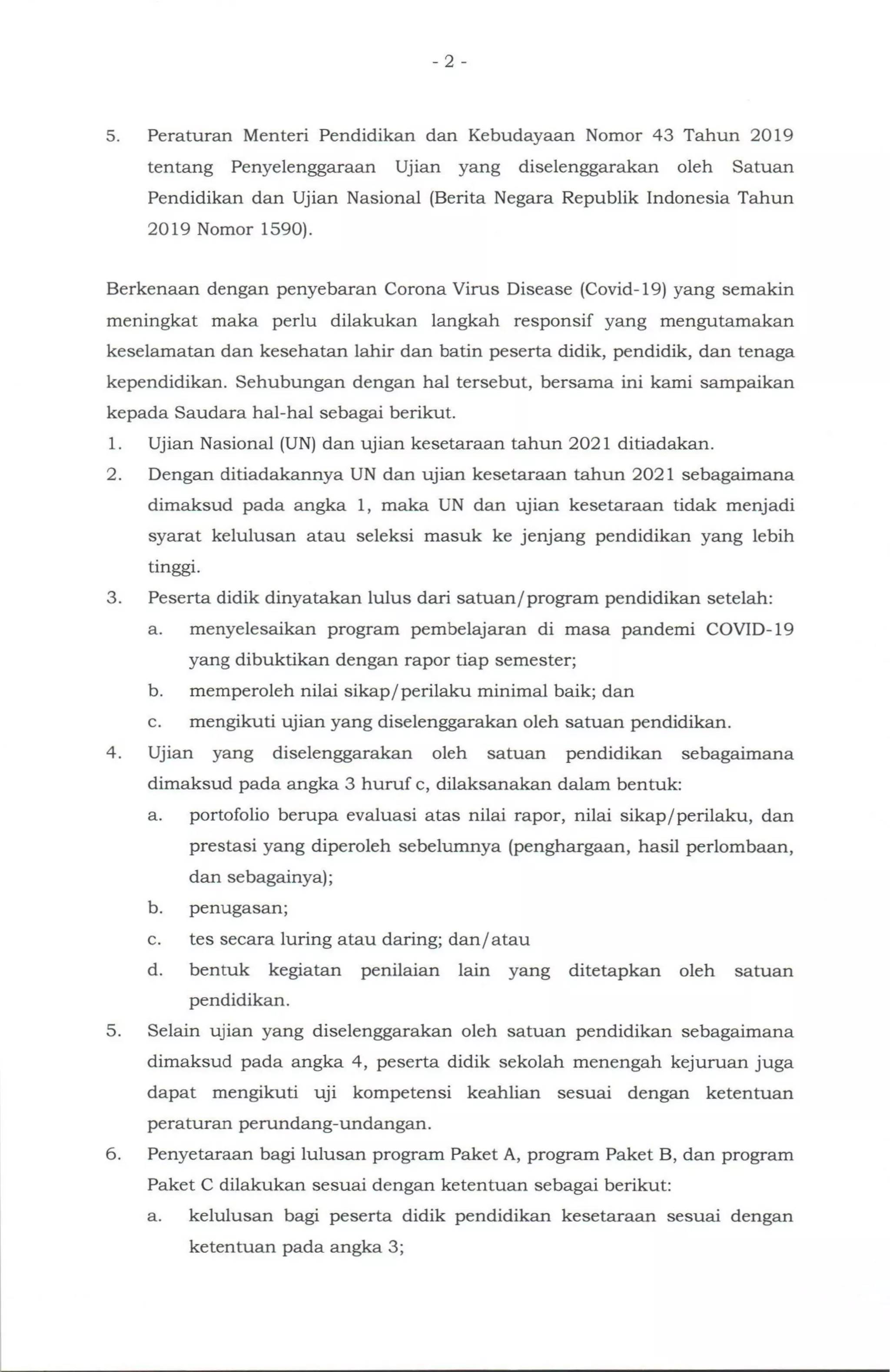 Se mendikbud-nomor-1-tahun-2021 | PDF