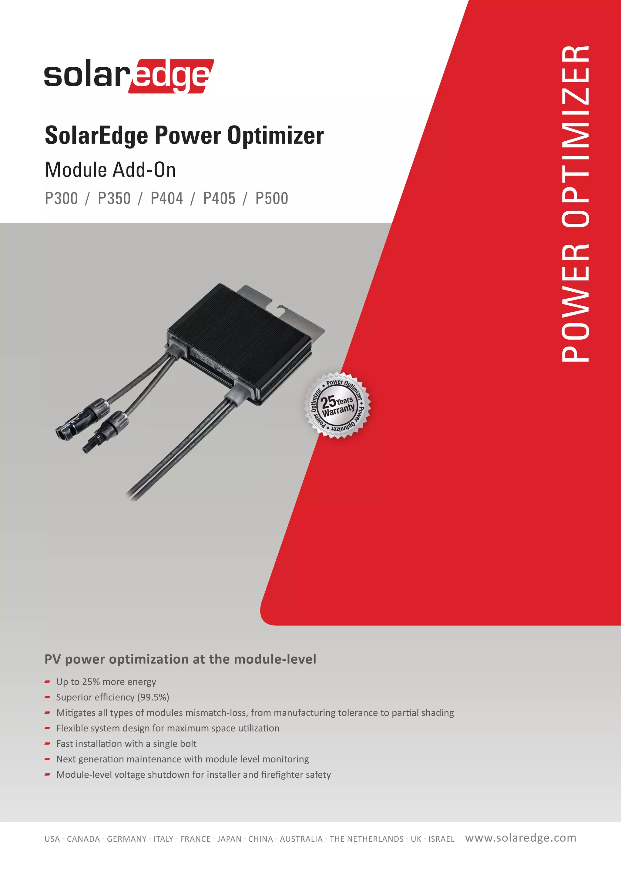 Solar Edge Residential Power Optimiser | PDF