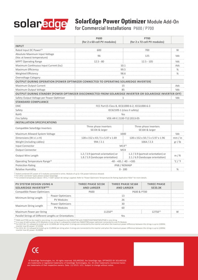 Commercial Power Optimiser Datasheet | PDF