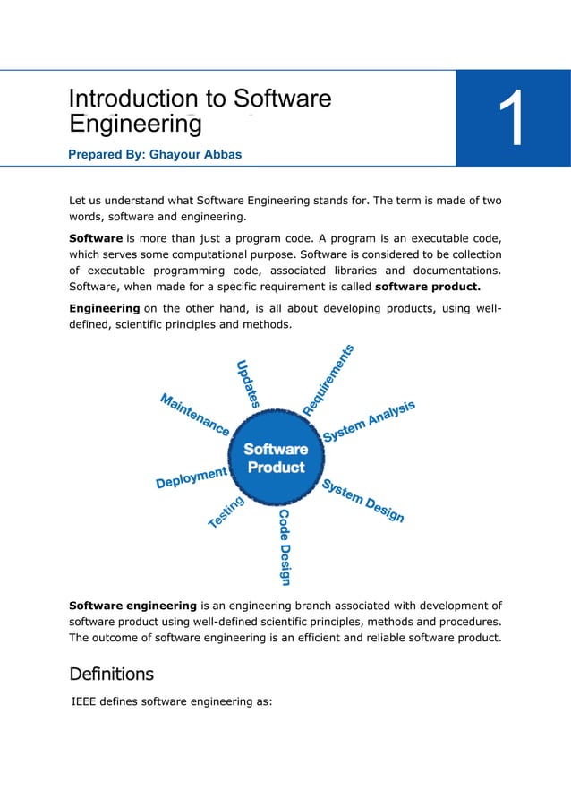 SWE-401 - 1. Introduction to Software Engineering | PDF