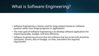 Software Engineering Intro Module 1 MCA/CSE/IT | PPTX