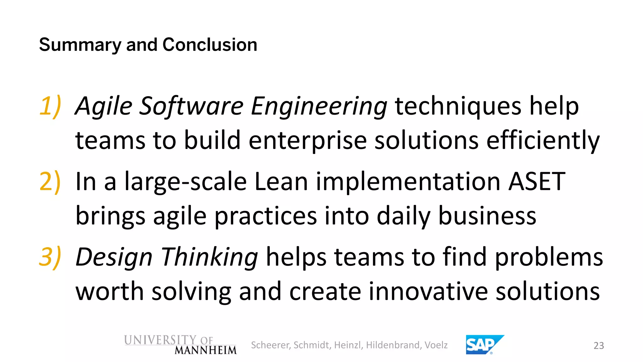 Agile Software Engineering Techniques: The Missing Link in Large-Scale Lean Product Development ...