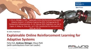Explainable Online Reinforcement Learning for Adaptive Systems | PPT