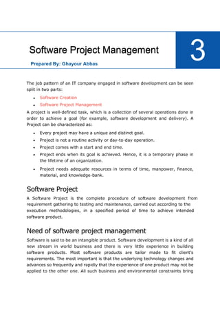 SWE-401 - 3. Software Project Management | PDF | Operating Systems | Computer Software and ...