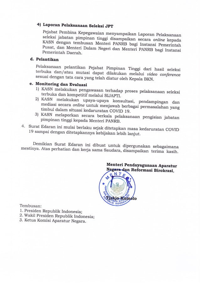 Se Menpan RB No 52 tahun 2020 tentang pelaksanaan pengisian jpt | PDF