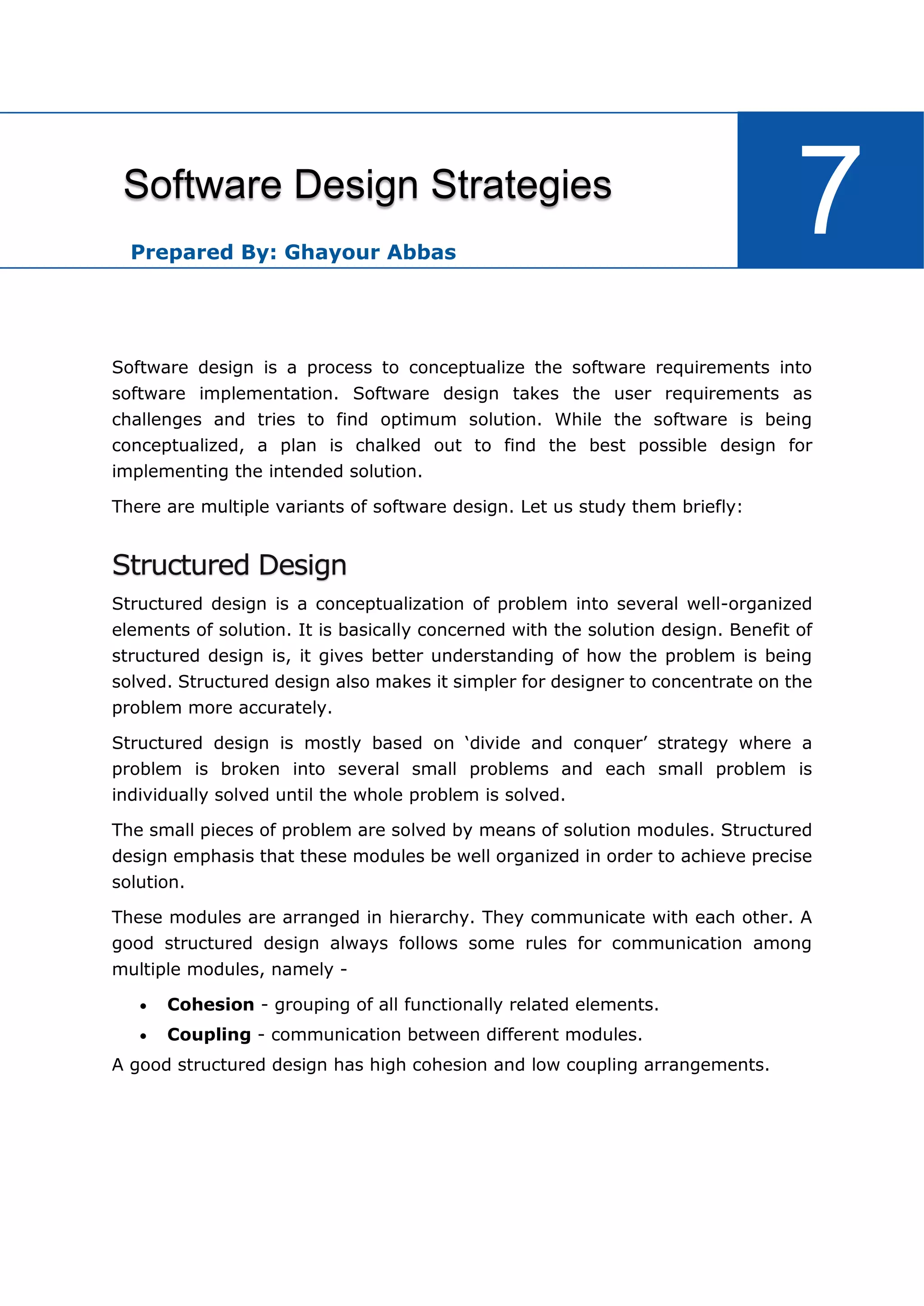 SWE-401 - 7. Software Design Strategies | PDF