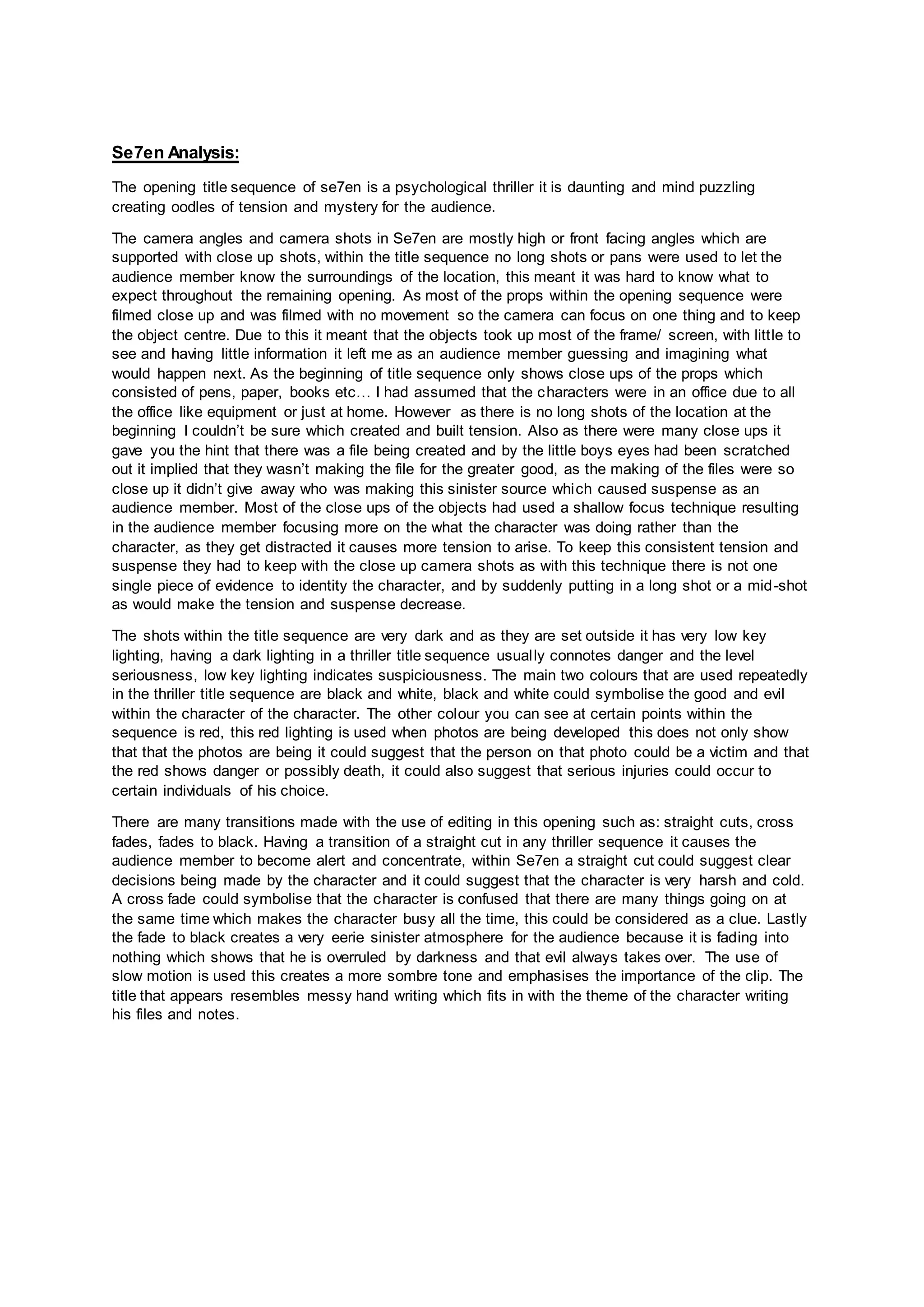 Se7en analysis | DOCX