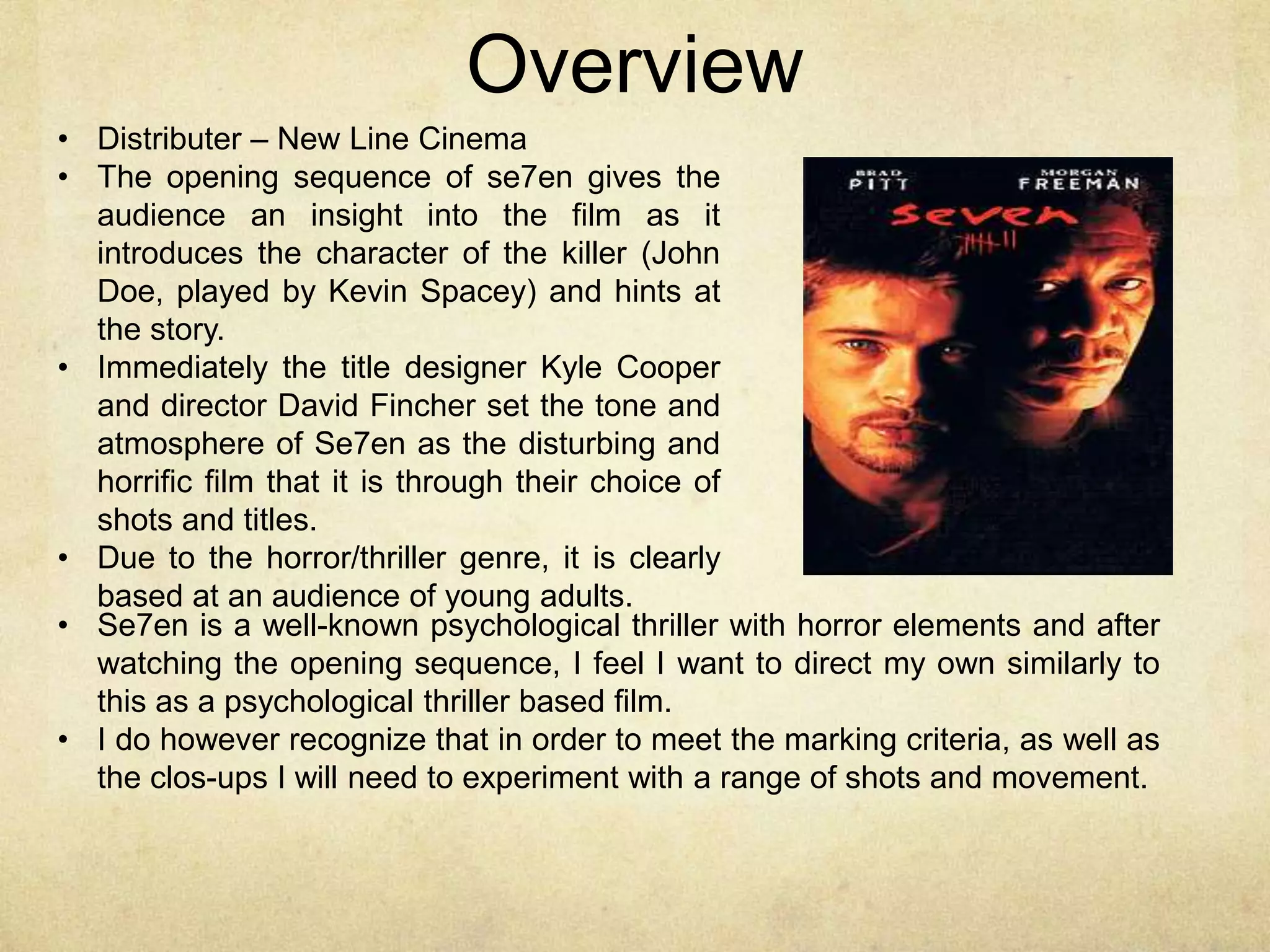 Se7en opening sequence - two new | PPTX