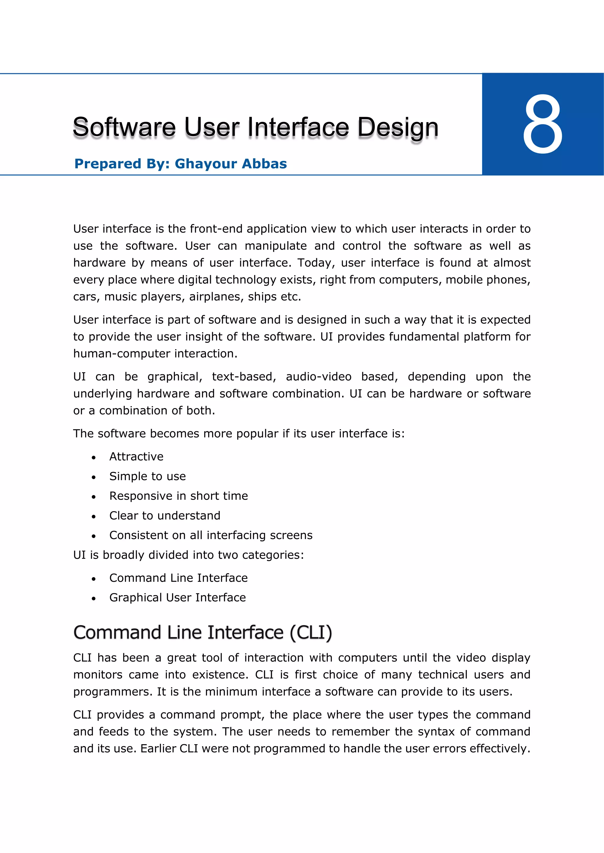 SWE-401 - 8. Software User Interface Design | PDF