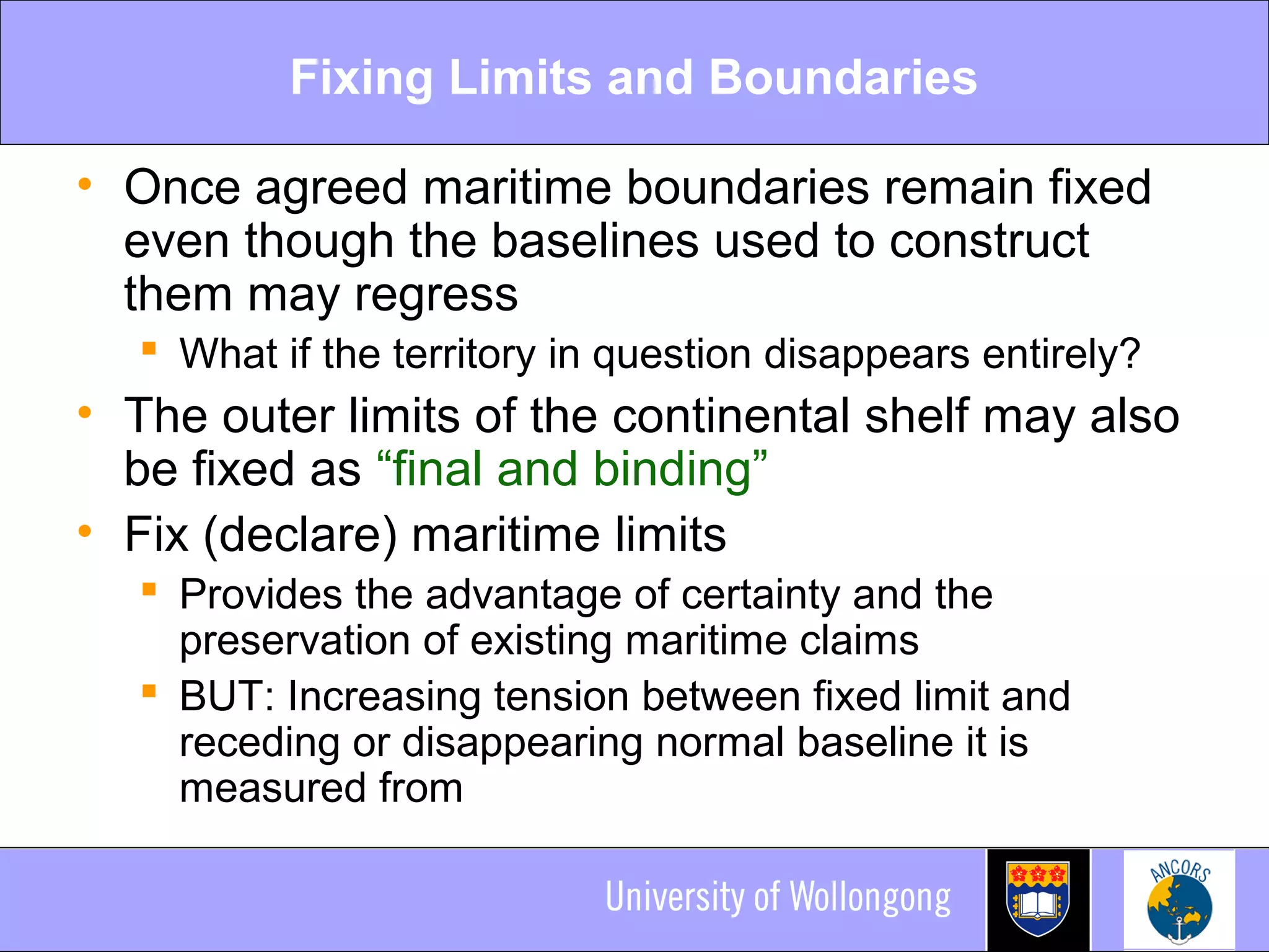 Sea Level Rise and Shifting Maritime Jurisdictional Limits (IWC5 ...