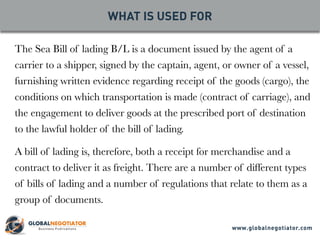 SEA BILL OF LADING - Form and User Guide | PPT