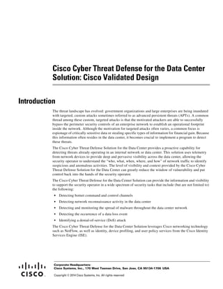 Cisco Cyber Threat Defense for the Data Center Solution: Cisco ...