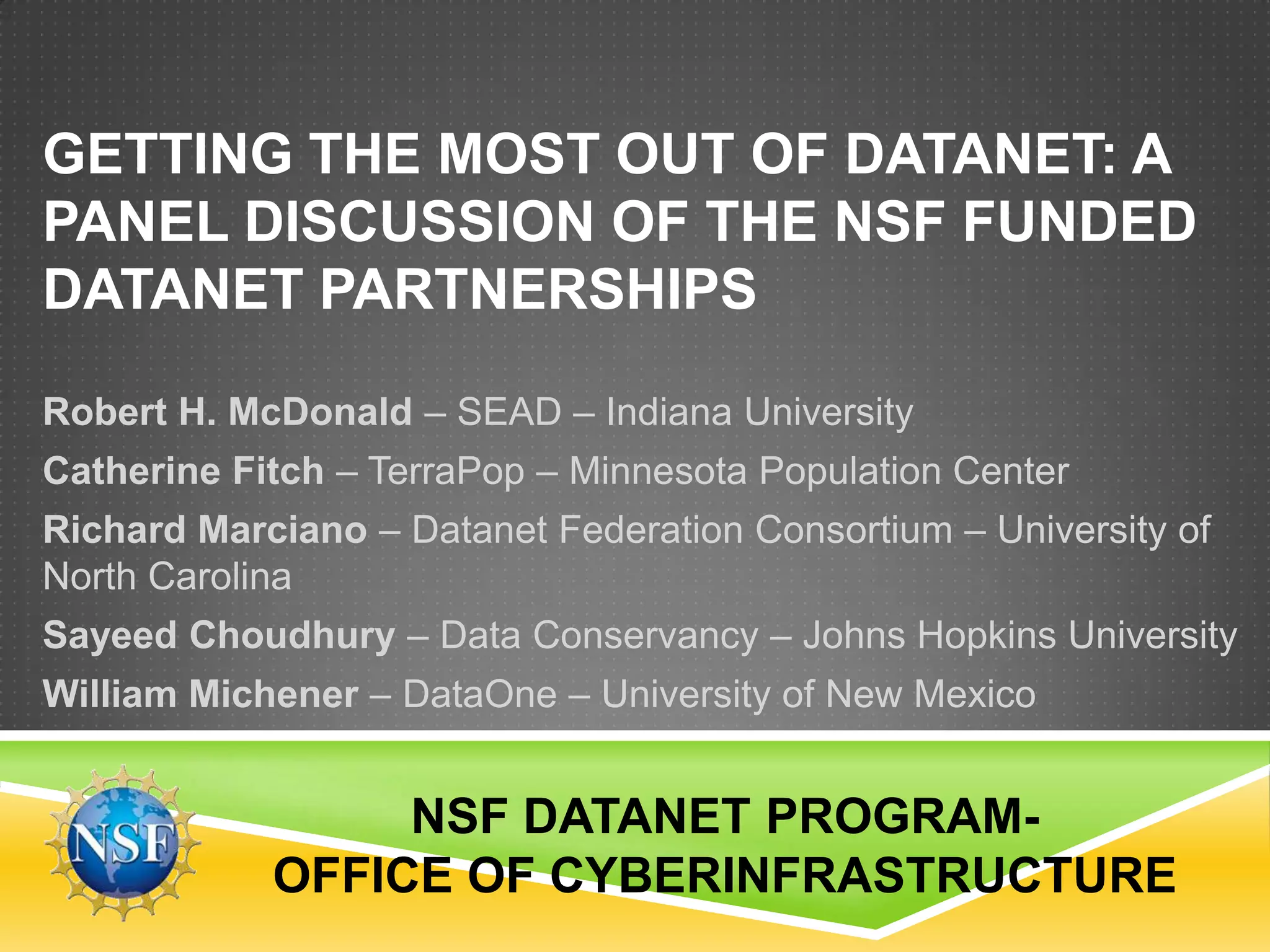 Digital Library Federation - DataNets Panel presentation (Nov. 1st ...