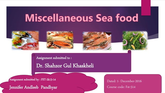 Miscellaneous Sea Food | PPTX | Healthy Cooking and Eating | Food & Drink