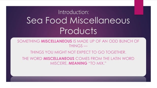 Miscellaneous Sea Food | PPTX | Healthy Cooking and Eating | Food & Drink