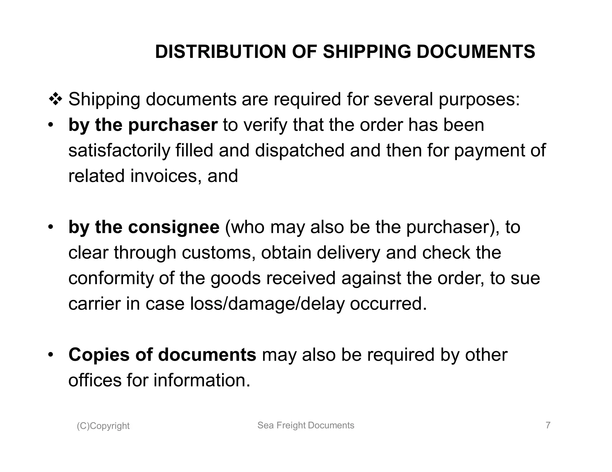 SEA FREIGHT DOCUMENTS (Sea Docs) (f) | PDF