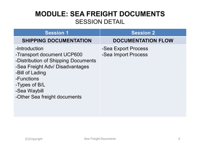 SEA FREIGHT DOCUMENTS (Sea Docs) (f) | PDF