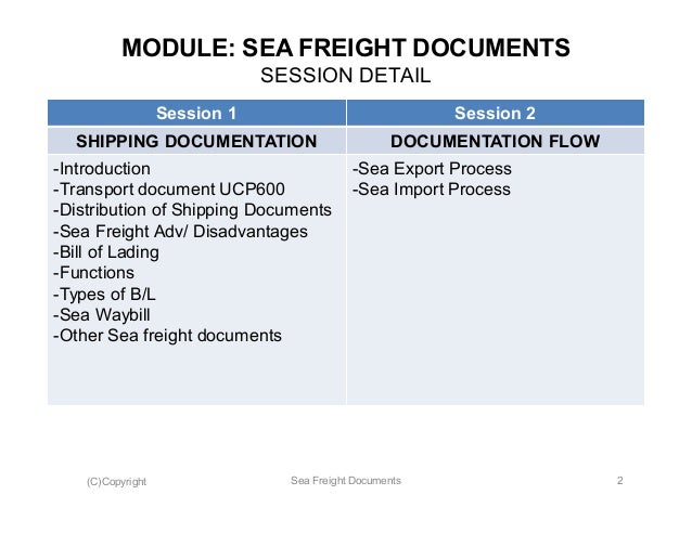 Sea freight documents (sea doc) (f)