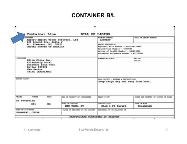 Sea freight documents (sea doc) (f)