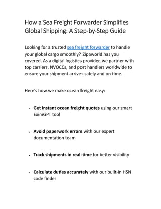 How a Sea Freight Forwarder Simplifies Global Shipping: A Step-by-Step ...