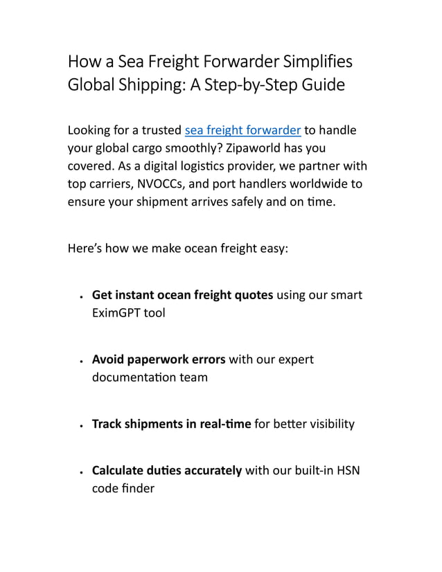 How a Sea Freight Forwarder Simplifies Global Shipping: A Step-by-Step ...