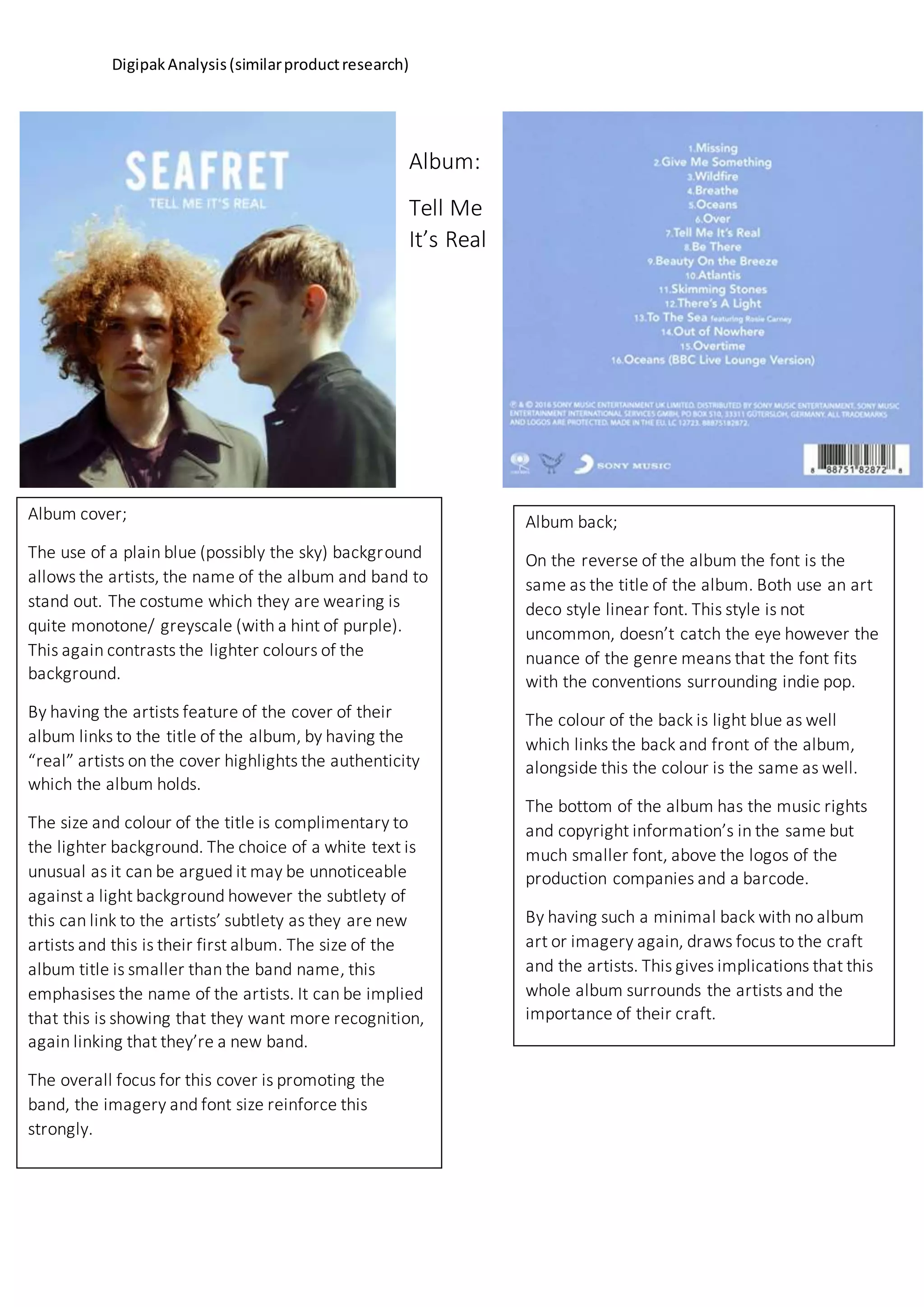 Seafret album cover | DOCX