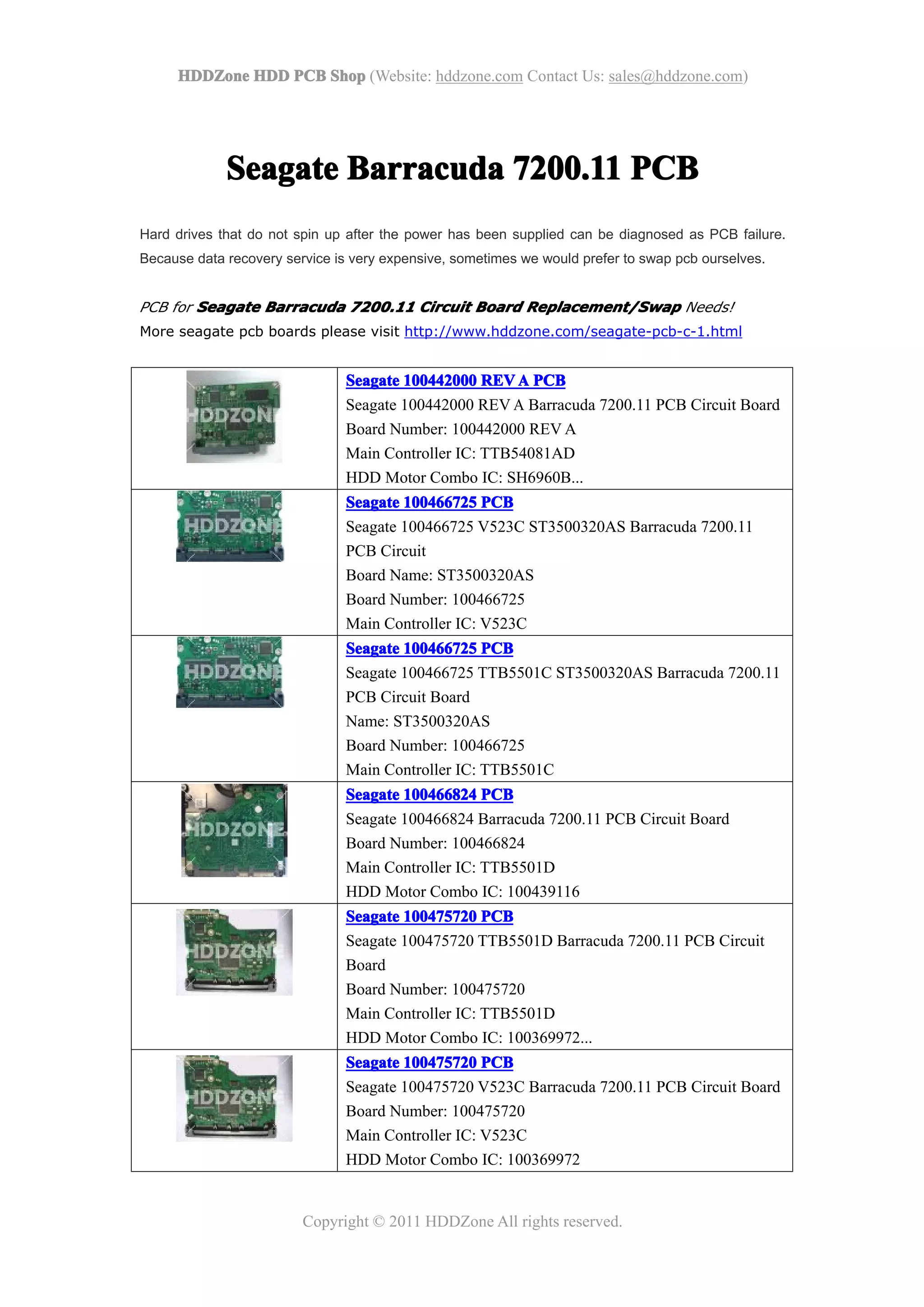 Seagate barracuda 7200.11 pcb circuit boards | PDF