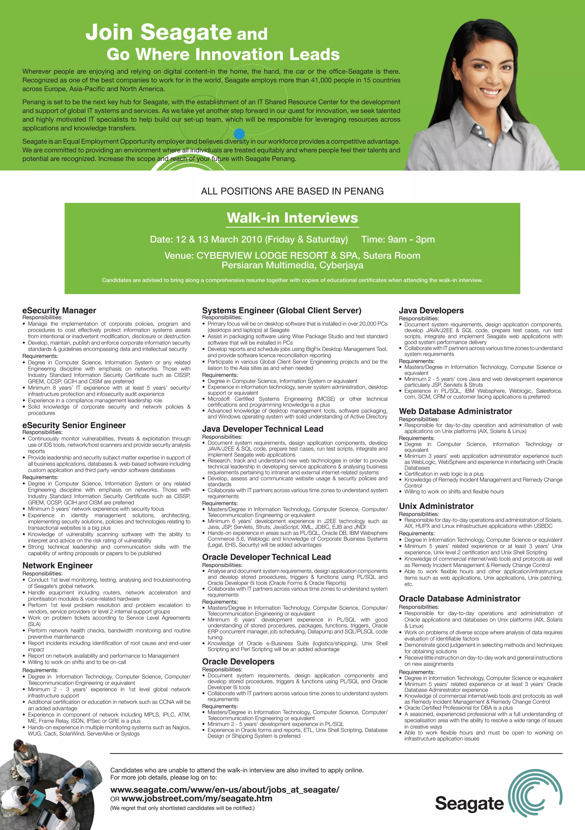 Seagate Walk In Interview In Cyberjaya | PDF