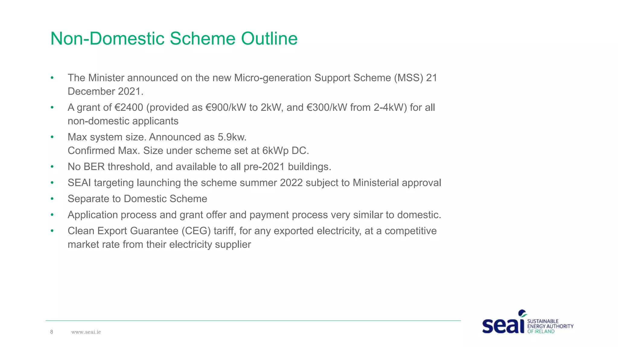 Microgeneration Support Scheme (MSS) Non- Domestic Supply Chain Forum | PPTX