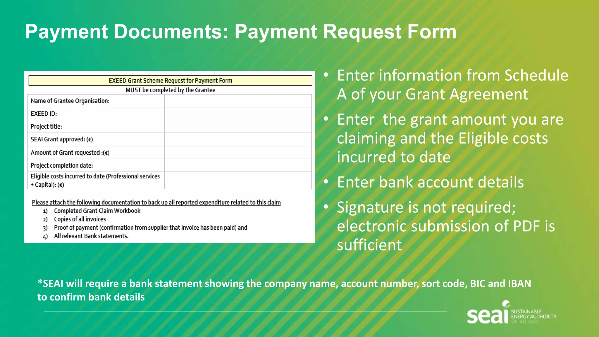 SEAI EXEED Stage 1 Grant Payment Process webinar | PPT