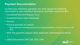 SEAI EXEED Stage 1 Grant Payment Process webinar | PPTX