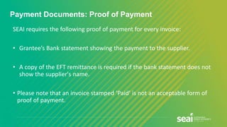 SEAI EXEED Stage 1 Grant Payment Process webinar | PPTX