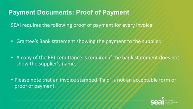 SEAI EXEED Stage 1 Grant Payment Process webinar | PPT
