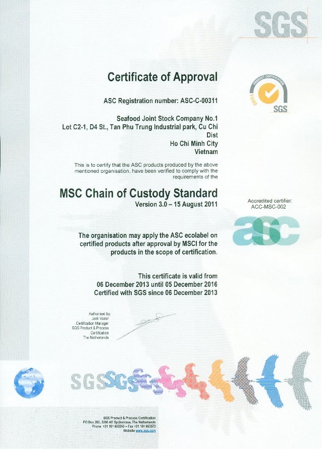 Seajoco ASC Certificate