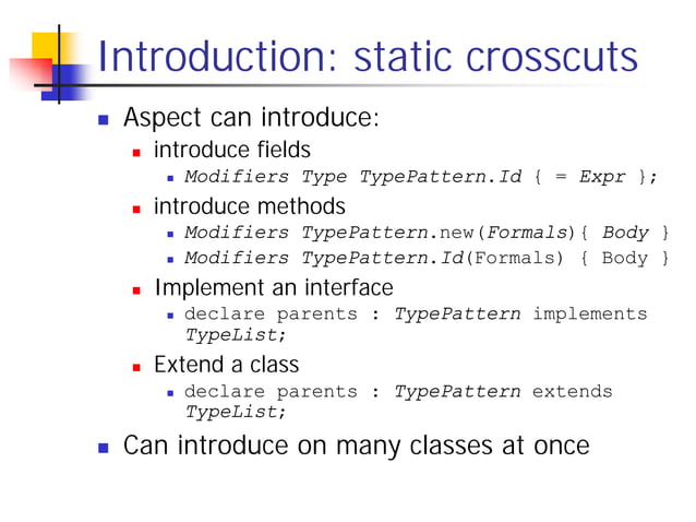 Seajug Dec 2001 Aspect Oriented Programming With Aspectj Ppt
