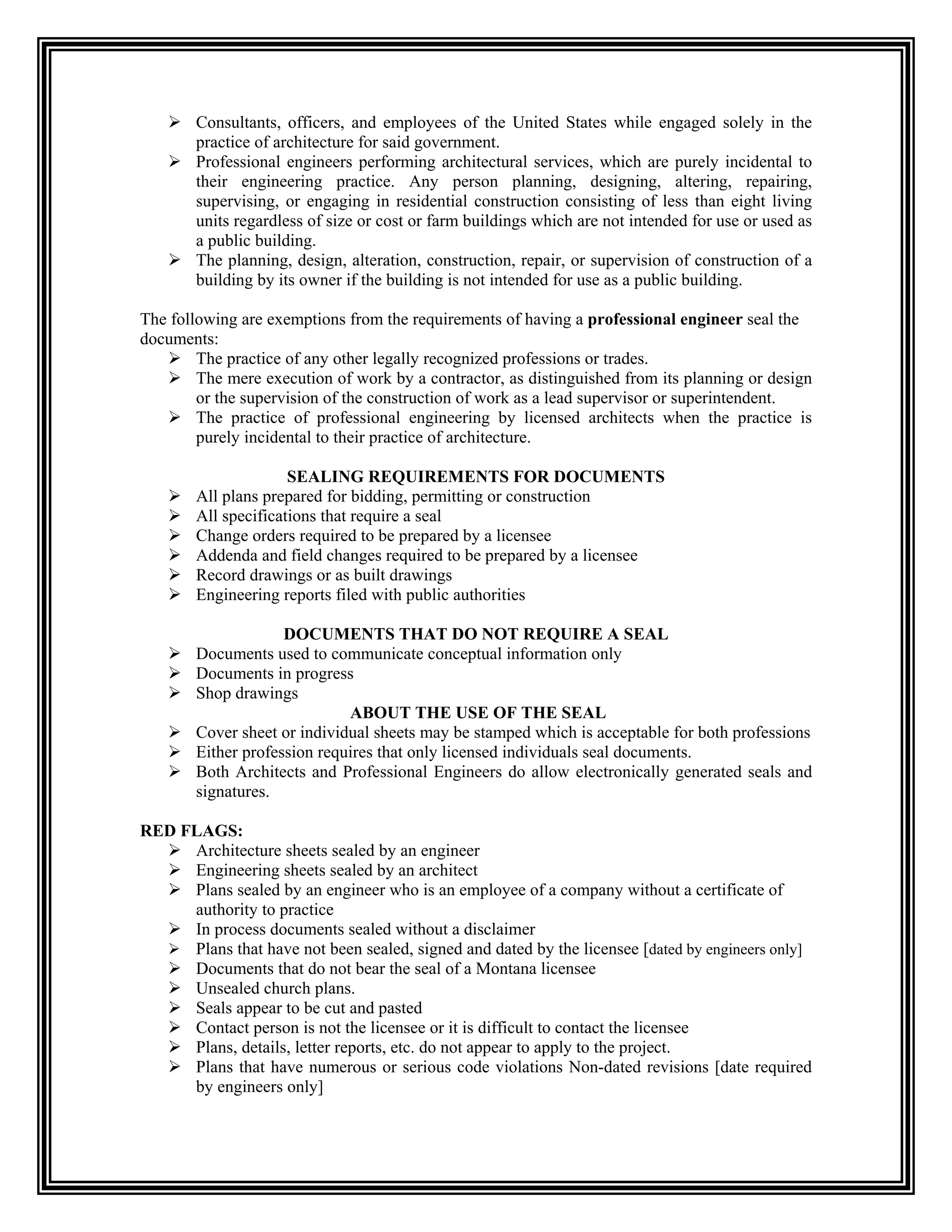 Montana Architectural and Engineering Seals | PDF