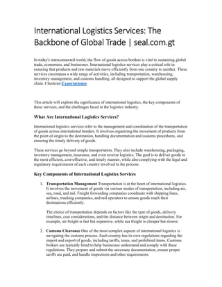 International Logistics Services: The Backbone of Global Trade | seal ...