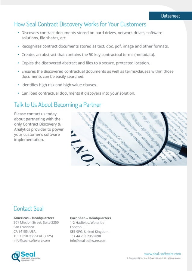 Contract Discovery and Migration | Seal Software | PDF
