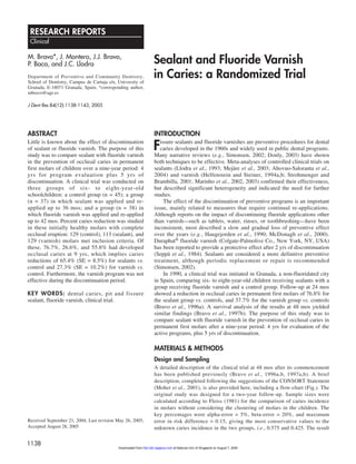 Sealant Versus Varnish - RCT | PDF
