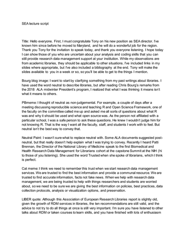 NNLM SEA webinar June 2018 script | PDF