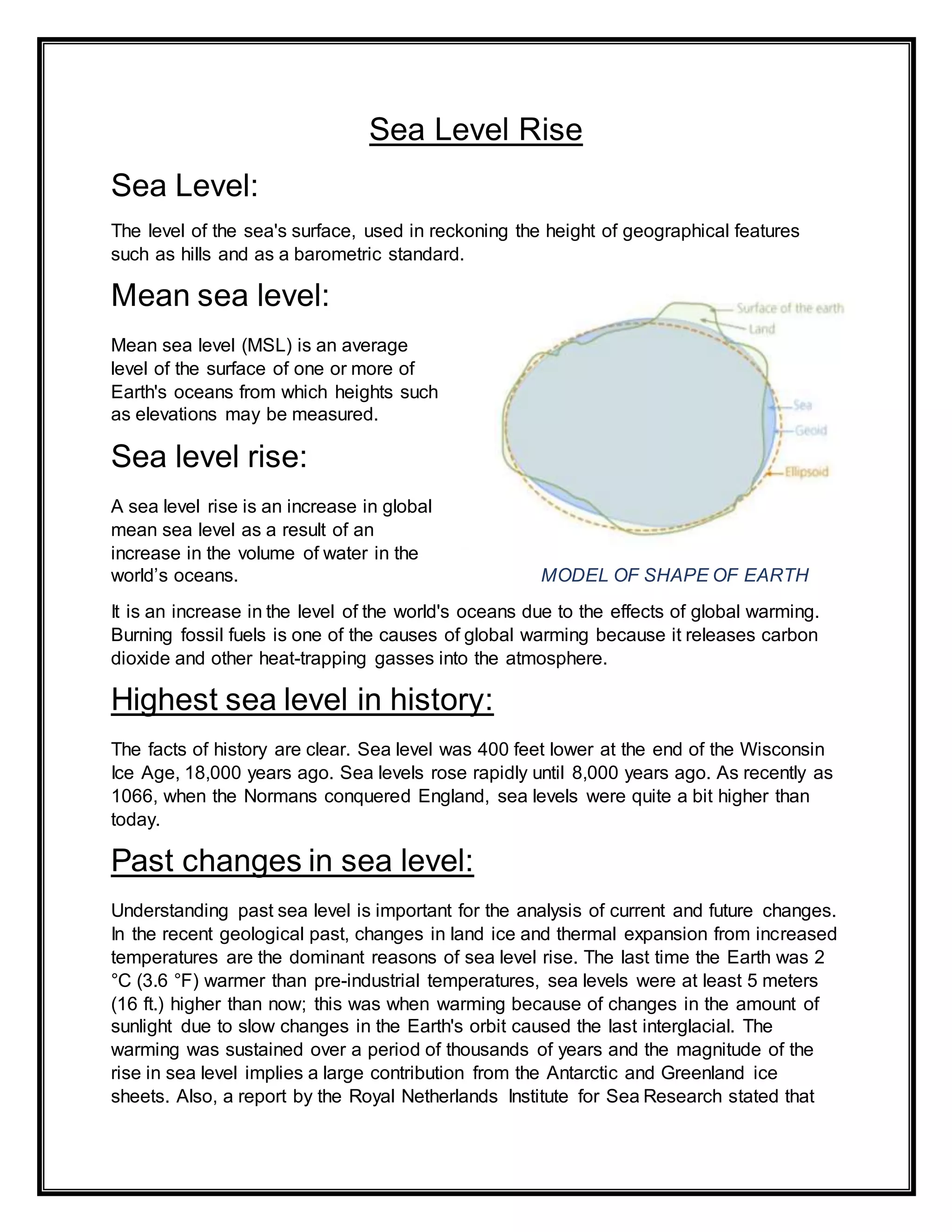 Sea level rise | DOCX