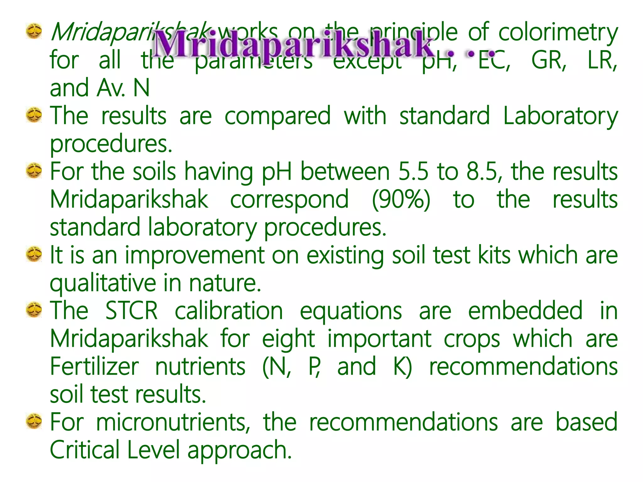 Soil parameters, analysis protocols, interpretation, and fertilizer ...
