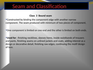 SEAM CLASSIFICATION IN PATTERN MAKING AND KNITTING .ppt