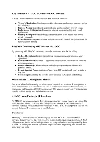 Seamless IT Management Through AI-NOC's Outsourced NOC Services | PDF