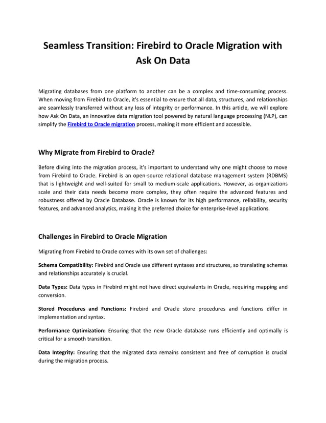 Seamless Transition Firebird To Oracle Migration With Ask On Datapdf