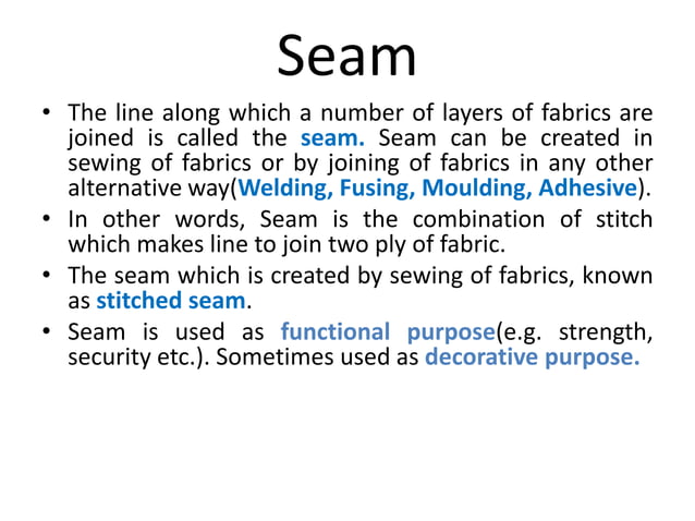 Seam and Seam classes | PPTX | Women\'s Outerwear | Women\'s Clothing