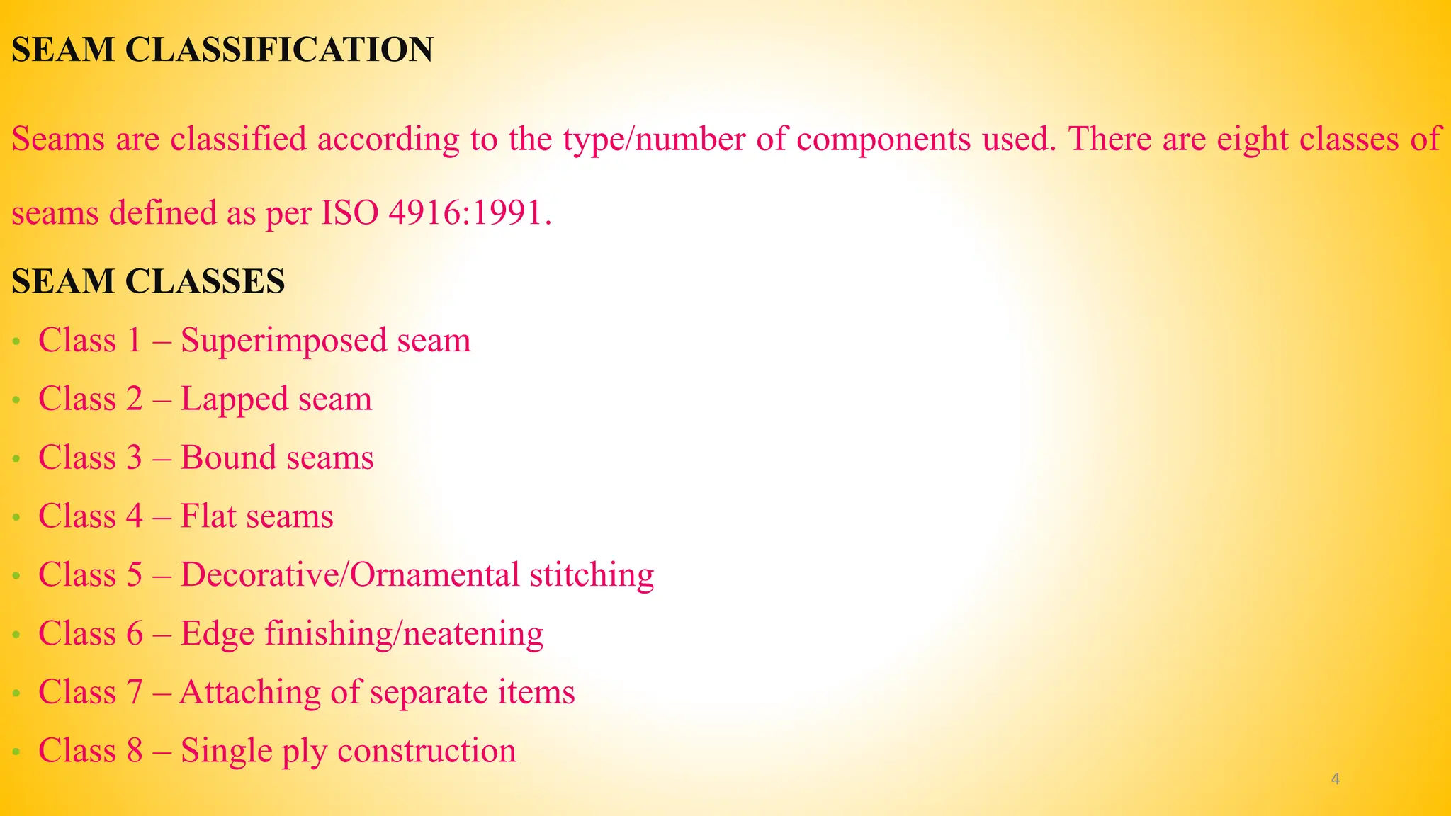 Seams & their Classification in textile clothing | PPTX