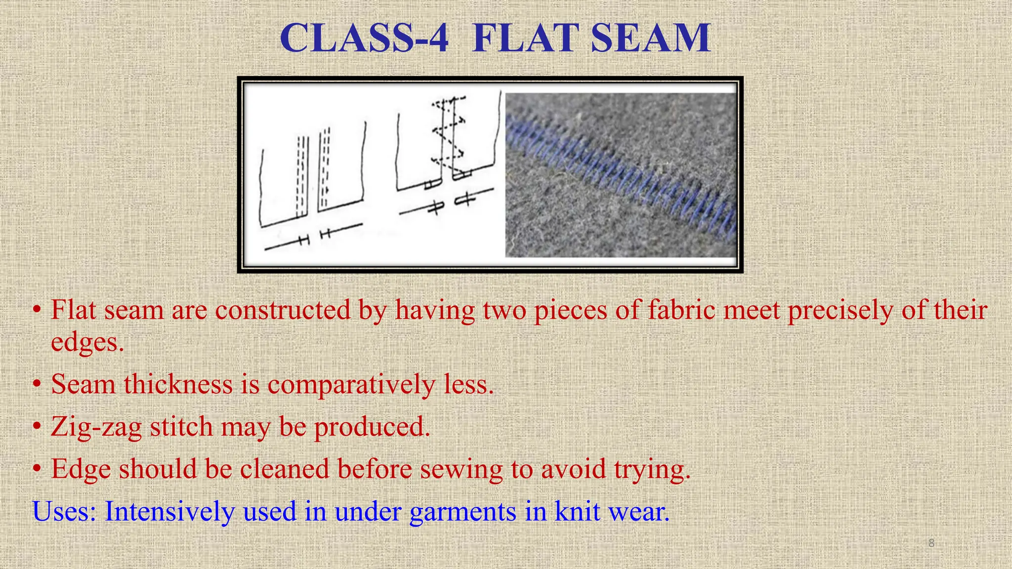 Seams & their Classification in textile clothing | PPTX